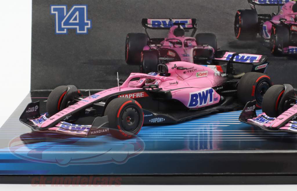 Minichamps 1:43 2-Car Set Alonso #14 & Ocon #31 Bahrein GP formula 1 ...