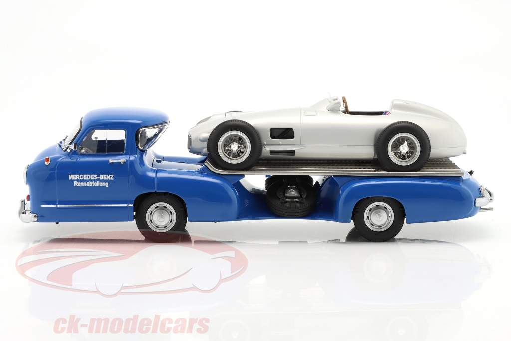 WERK83 1:18 Set: Mercedes-Benz racing transporter blue wonder with ...