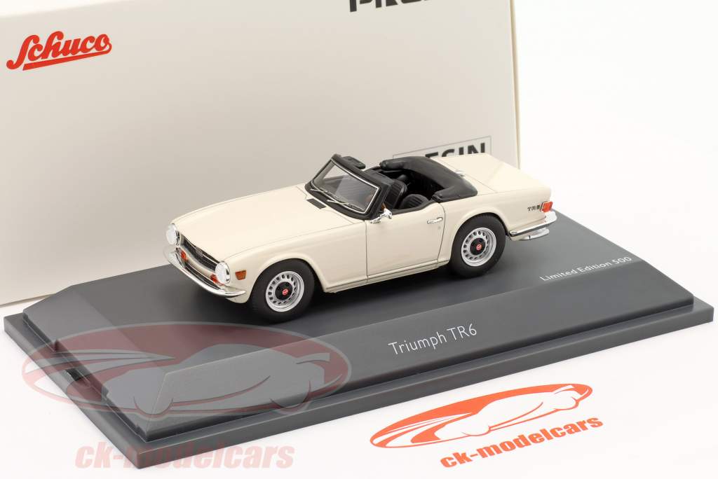 Schuco 1:43 Triumph TR6 Roadster Byggeår 1968-1976 hvid 450915100 model ...