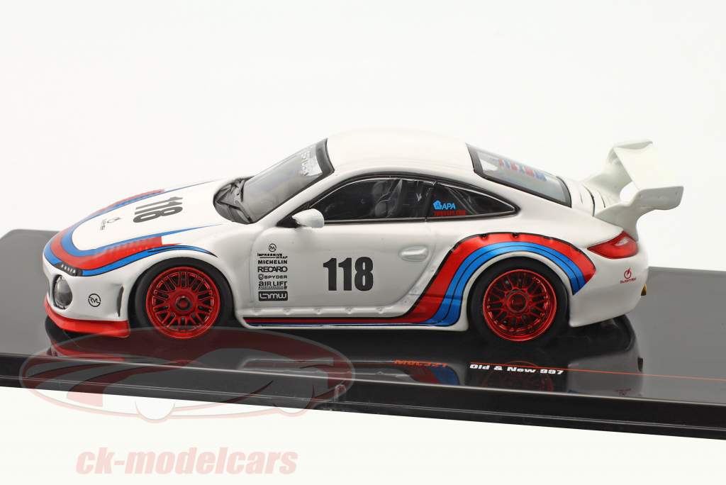 Ixo 1:43 Porsche "Old & New 997" #118 white / blue / red RHD MOC321 ...