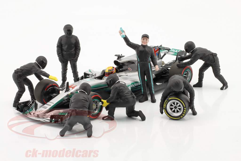 American Diorama 1:18 formula 1 Pit Crew figure set #3 Team Black ...