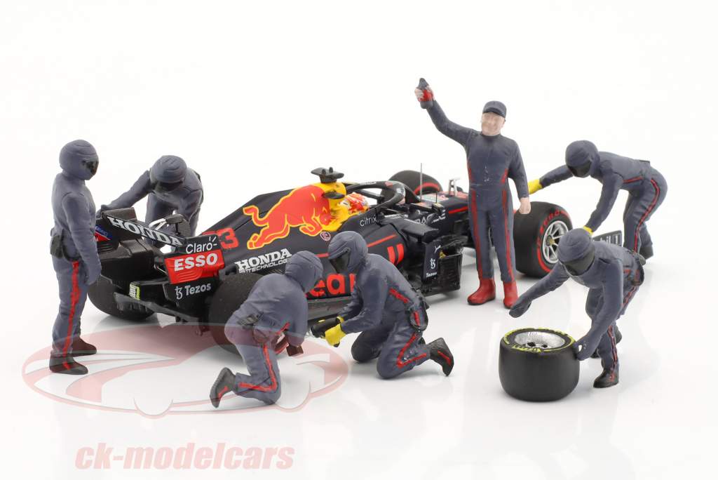 American Diorama 1:43 formula 1 Pit crew figure set #3 team Blue ...