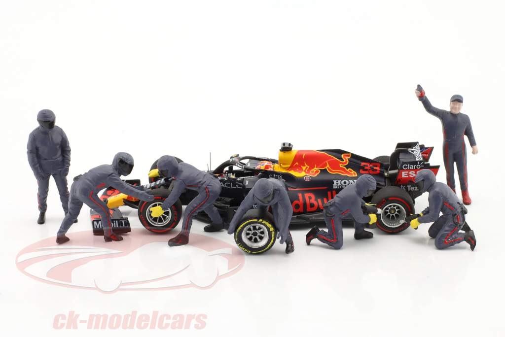 American Diorama 1:43 formula 1 Pit crew figure set #3 team Blue ...