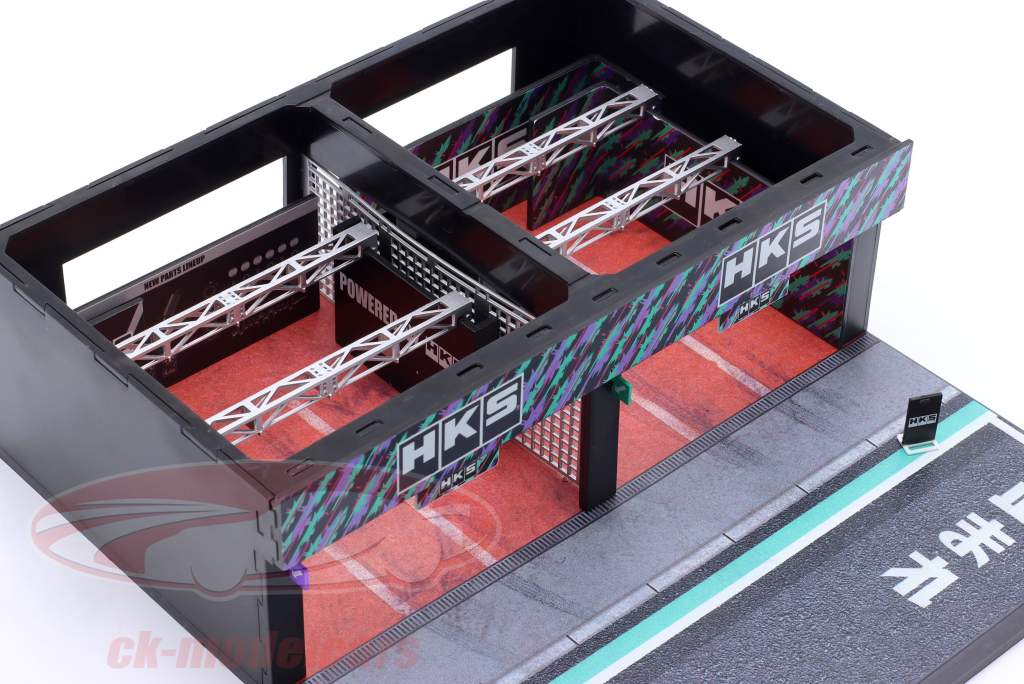 Motorsport Pit Garage HKS black / green / purple 1:64 Tarmac Works ...
