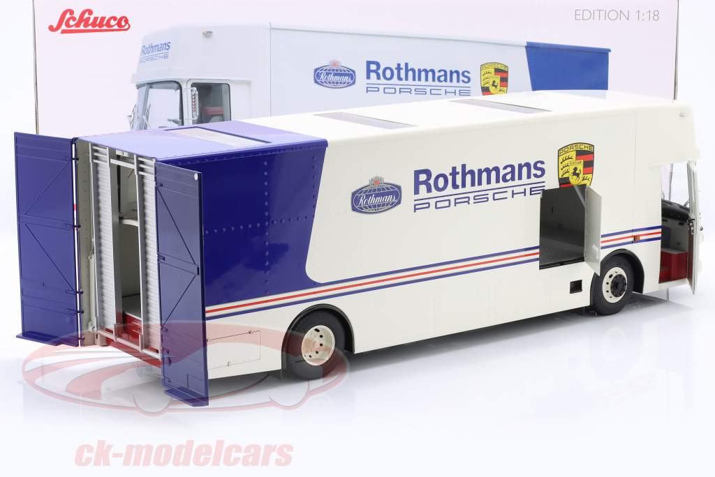 Schuco 1:18 Mercedes-Benz O 317 Race Car Transporter Rothmans Porsche wit 450032800 model auto ...