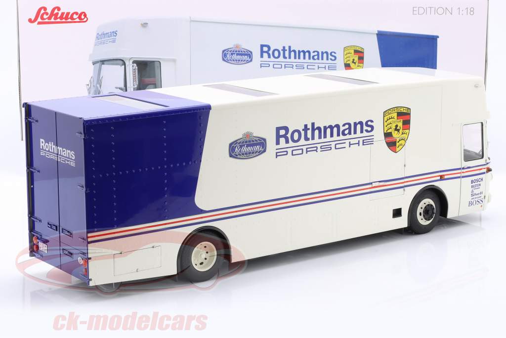 Schuco 1:18 Mercedes-Benz O 317 Race Car Transporter Rothmans Porsche wit 450032800 model auto ...