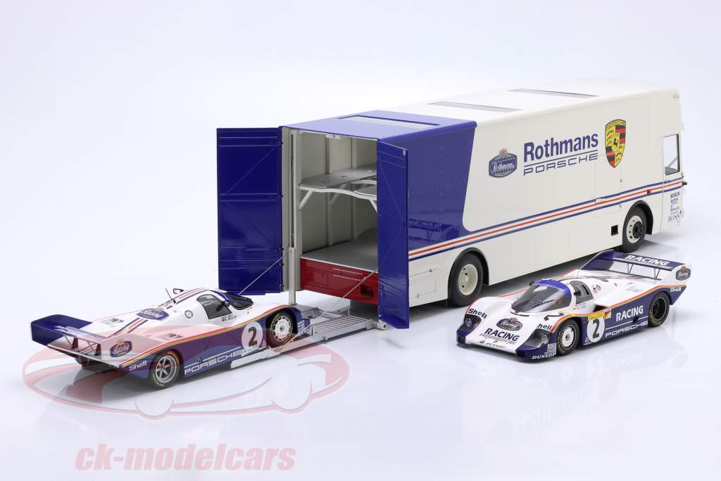 Schuco 1:18 Mercedes-Benz O 317 Race Car Transporter Rothmans Porsche white 450032800 model car ...