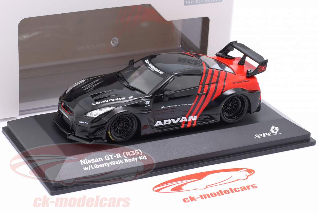 Solido 1:43 Nissan GT-R (R35) Liberty Walk Body Kit 2022 black / red ...