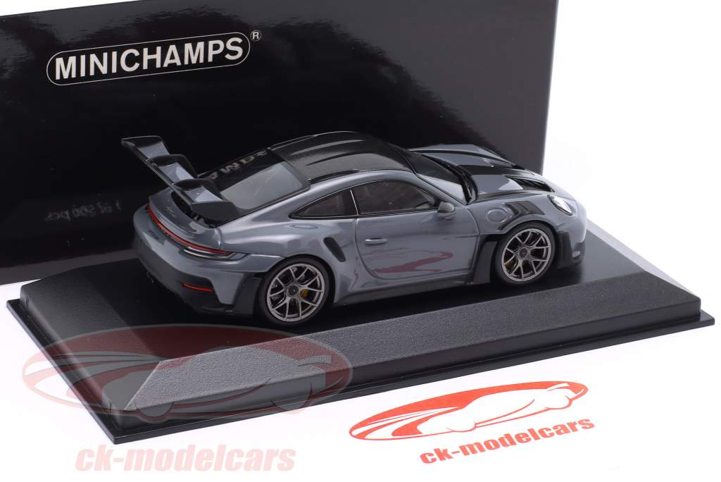 Minichamps 1:43 Porsche 911 (992) GT3 RS Weissach-Paket 2023 gris ártico / plata llantas ...