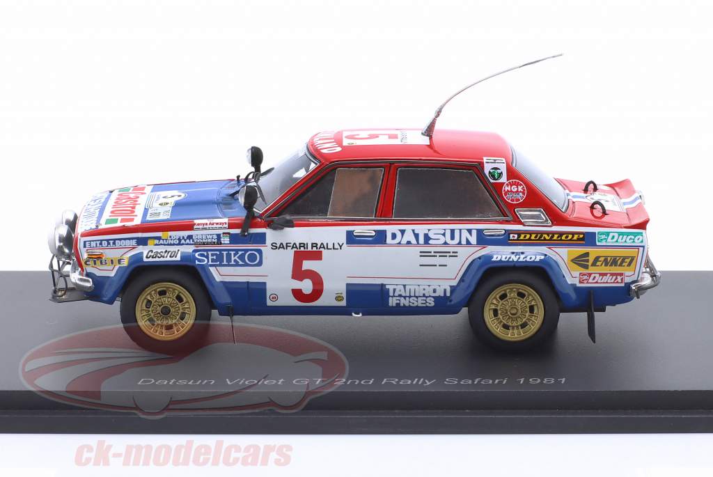 Spark 1:43 Datsun Violet GT #5 2ème Rallye Safari 1981 Aaltonen, Drews ...