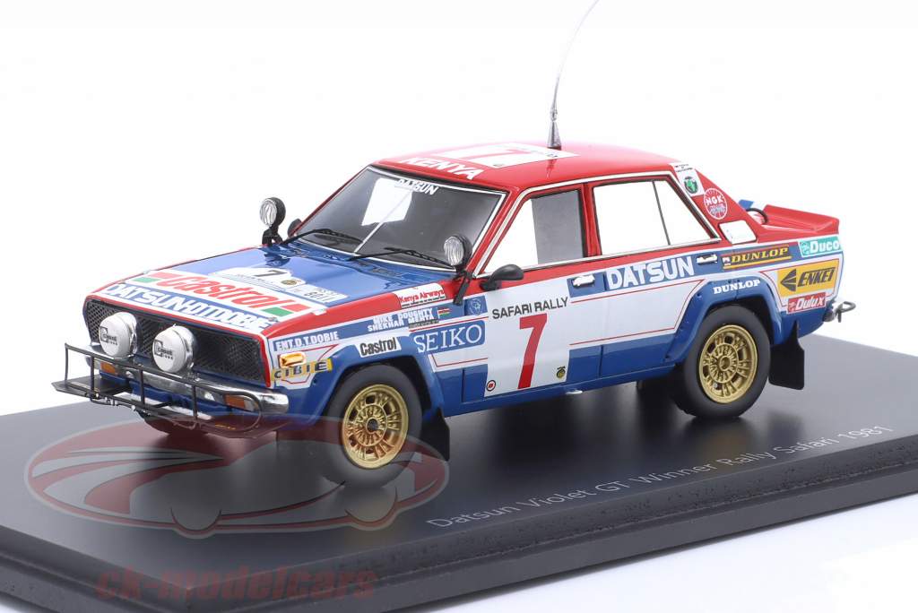 Spark 1:43 Datsun Violet GT #7 勝者 Rallye Safari 1981 Mehta, Doughty ...