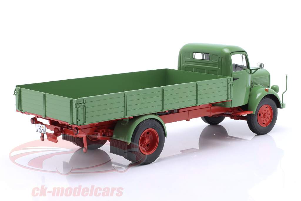 Schuco 1:18 Mercedes-Benz L3500 Flatbed truck with tarpaulin green ...
