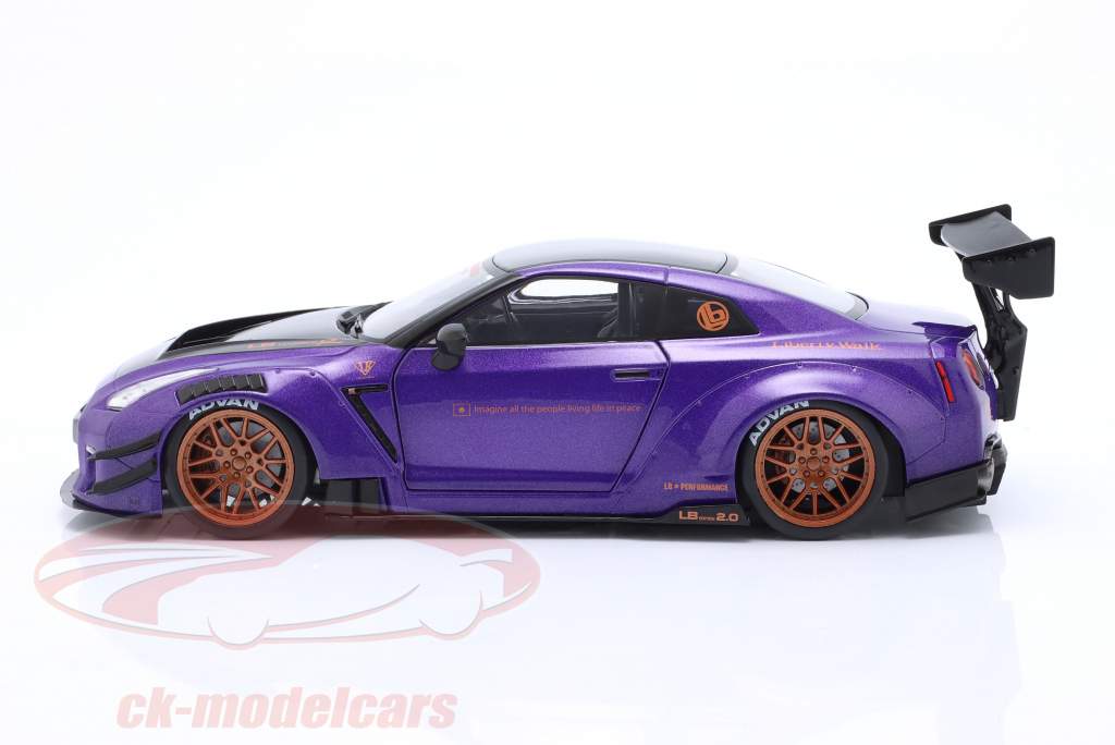 Solido 1:18 Nissan GT-R (R35) Liberty Walk Body Kit 2.0 2022 Purplezilla S1805812 model car ...