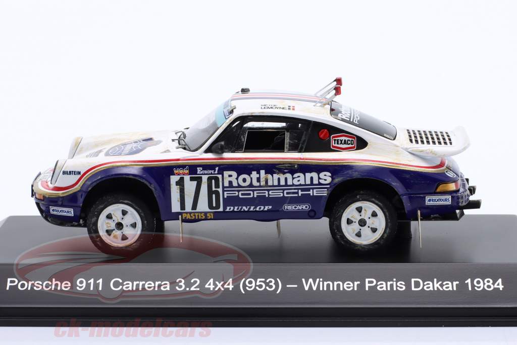 Spark 1:43 Porsche 911 (953) Carrera 3.2 #176 Winner Rallye Paris-Dakar 1984 Metge, Lemoyne ...