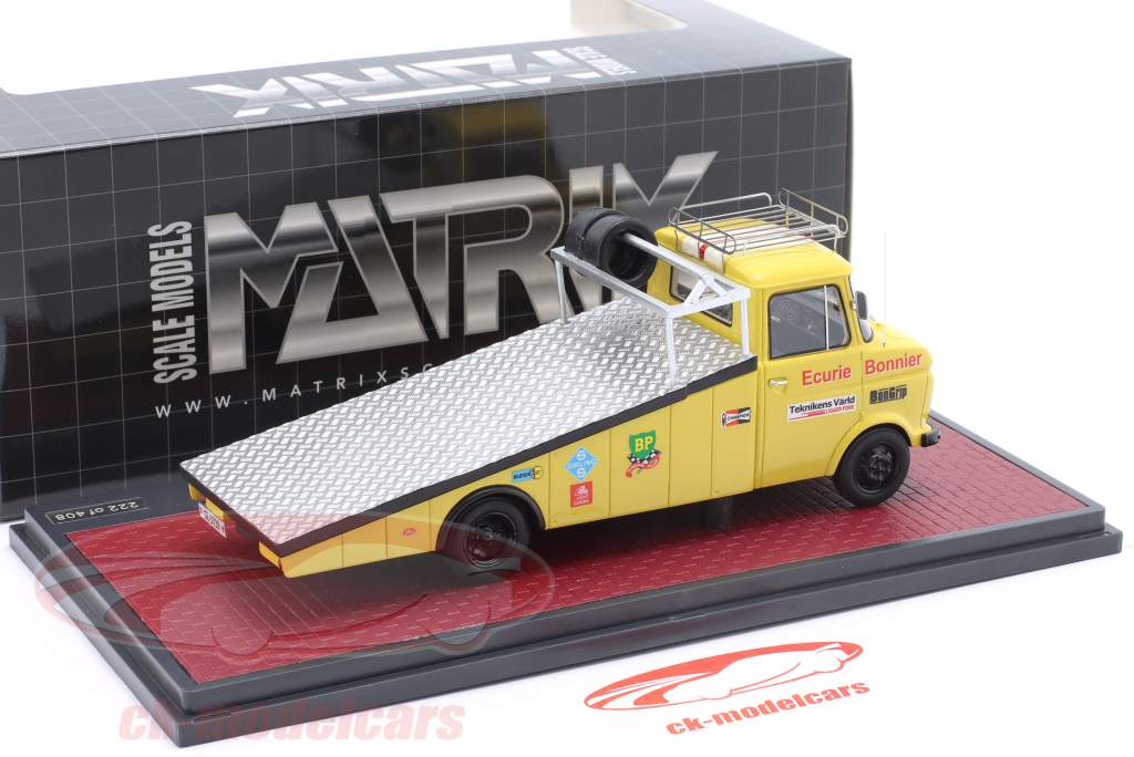 Matrix 1:43 Opel Blitz Car transporter Ecurie Bonnier 1970 yellow ...