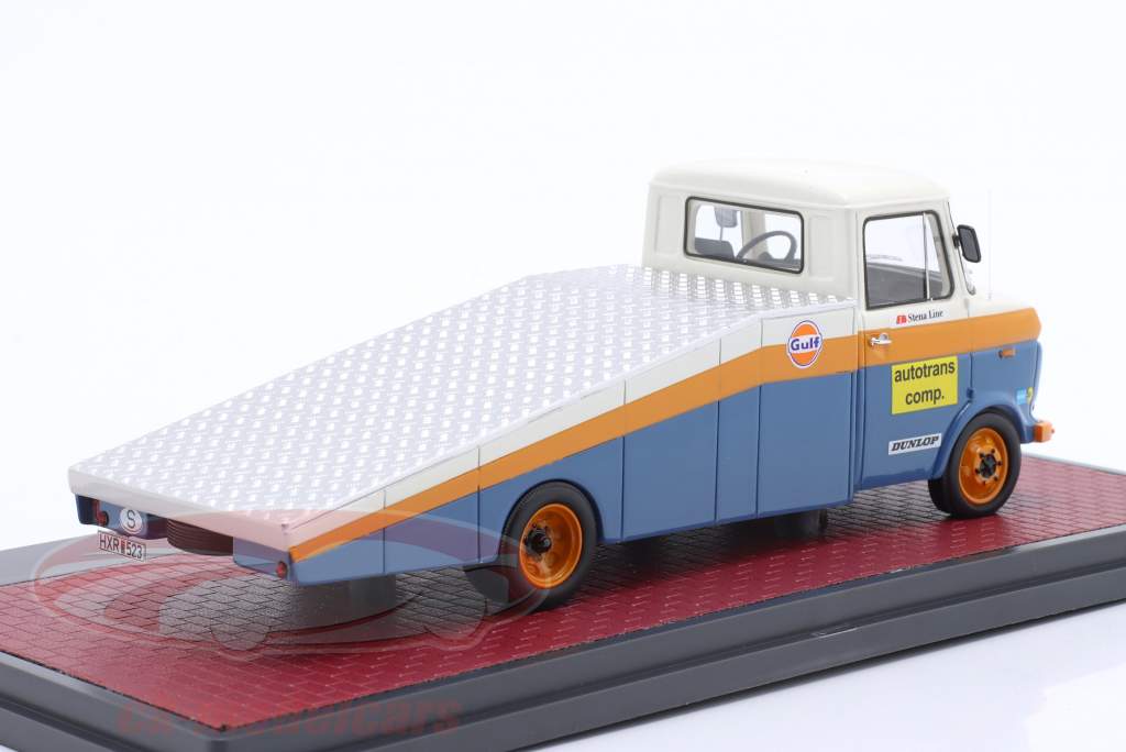 Matrix 1:43 Opel Blitz Car transporter 1970 blue / orange / white ...