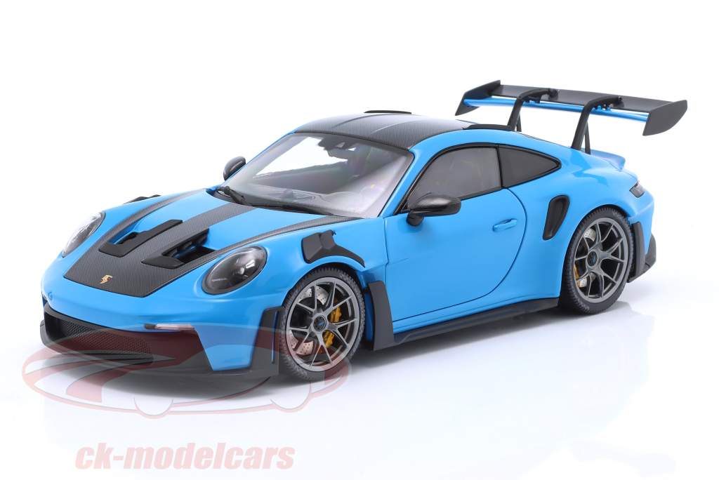Minichamps 1:18 Porsche 911 (992) GT3 RS Paquete Weissach 2024 azul / plata llantas 110062022 ...