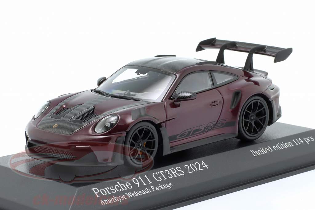 Minichamps 1:43 Porsche 911 (992) GT3 RS Weissach package 2024 purple / black rims 413062121 ...
