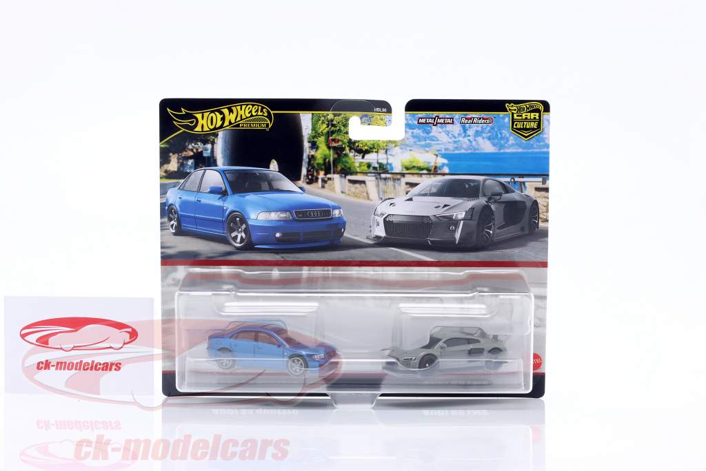 HotWheels 1:64 2-Car Set Audi S4 Quattro blue & Audi R8 LMS grey JDY82 ...