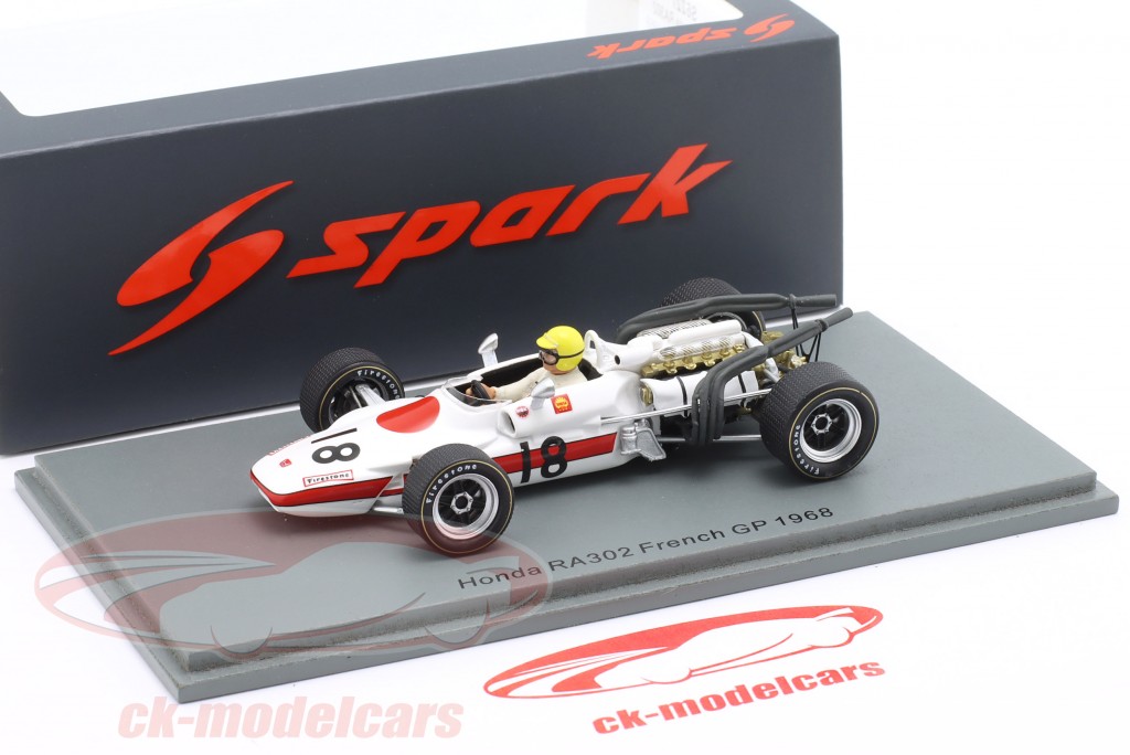 Spark 1:43 Jo Schlesser Honda RA302 #18 France GP Formula 1 1968 S6227 ...