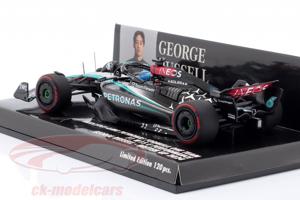 Minichamps 1:43 G. Russell Mercedes-AMG F1 W15 #63 英国 GP 公式 1 2024 ...