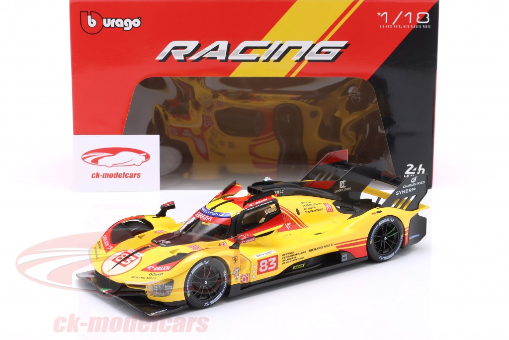 Bburago 1:18 Ferrari 499P #83 24h LeMans 2024 Kubica, Shwartzman, Ye 18 ...