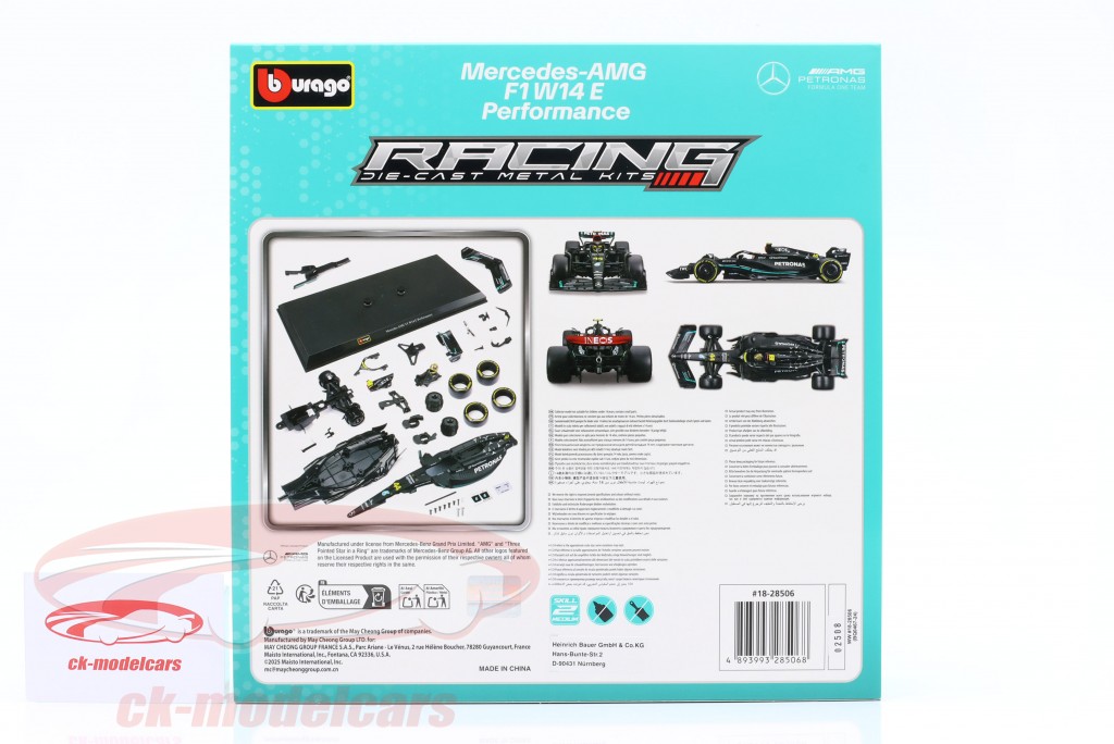 Bburago 1:24 Lewis Hamilton Mercedes-AMG F1 W14 #44 Formula 1 2023 Kit ...
