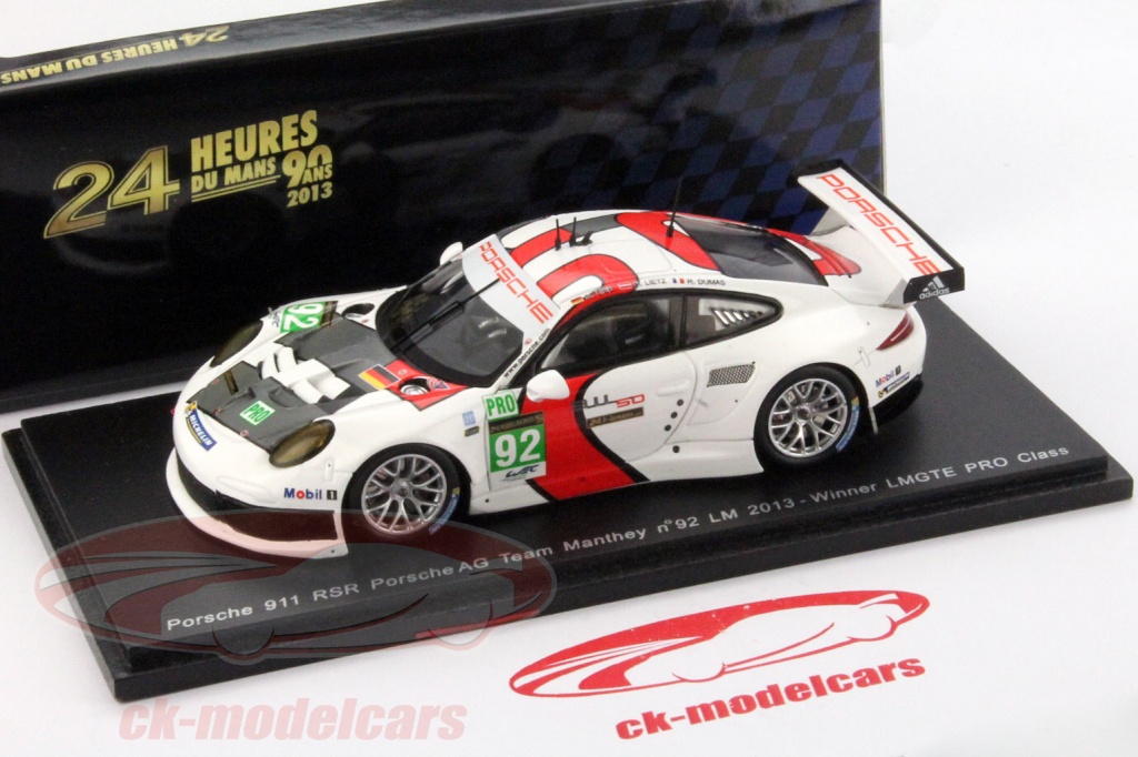 Spark 1:43 Porsche 911 RSR #92 Class Winner 24 LeMans 2013 Manthey ...
