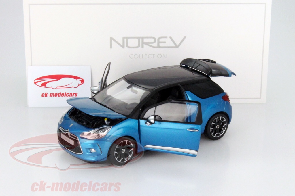 Norev 1:18 Citroen DS3 Year 2011 blue with black Roof 181539 model car ...