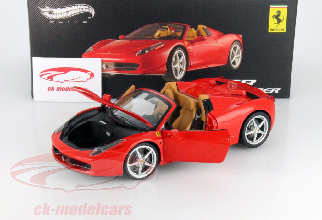 HotWheels Elite 1:18 Ferrari 458 Spider Baujahr 2012 rot BCJ89 ...