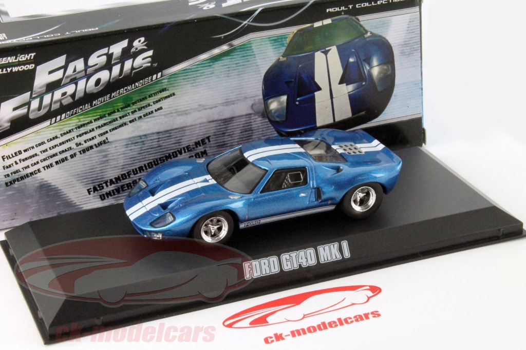 Greenlight 1:43 Ford GT40 MK I 1969 Fast and Furious blue / white 86224 ...