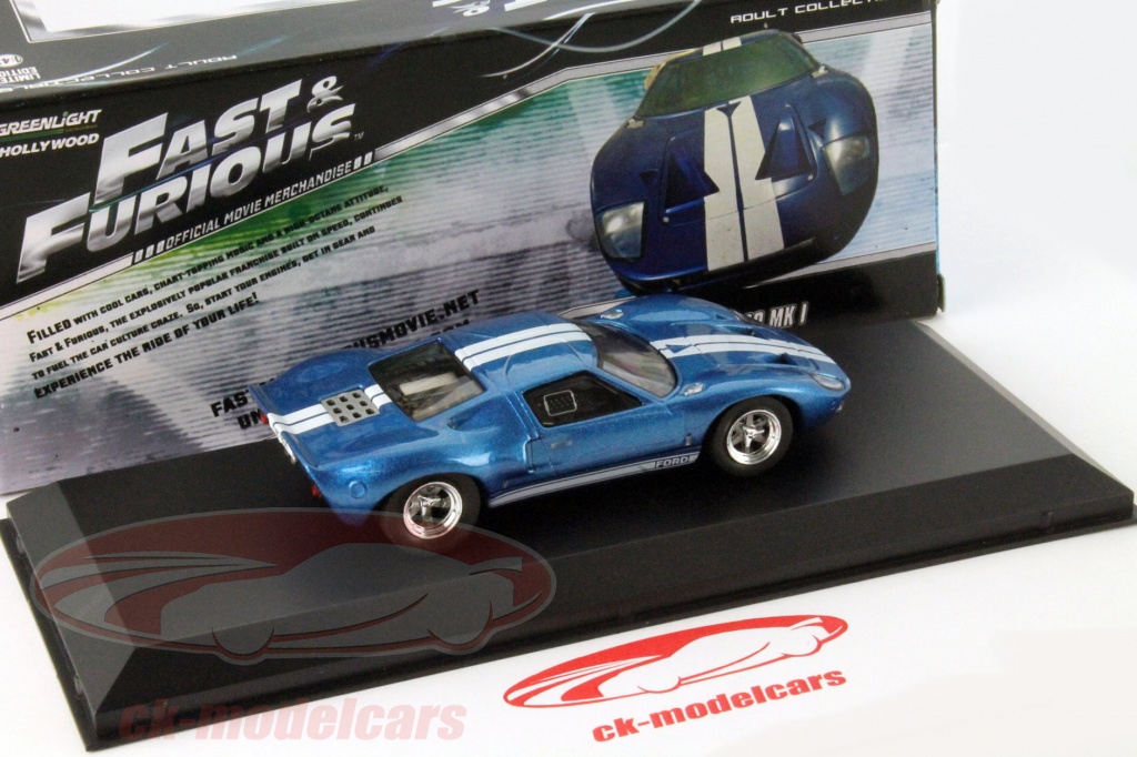 Greenlight 1:43 Ford GT40 MK I 1969 Fast and Furious blue / white 86224 ...
