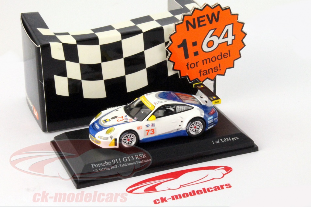 Minichamps 1:64 Porsche 911 (997) GT3 RSR #73 12h Sebring 2007 Tafel ...