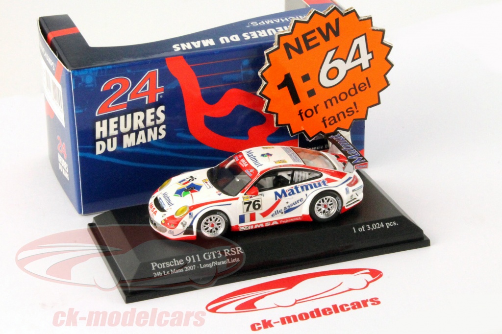 Minichamps 1:64 Porsche 911 (997) GT3 RSR #76 Matmut IMSA 24h LeMans ...
