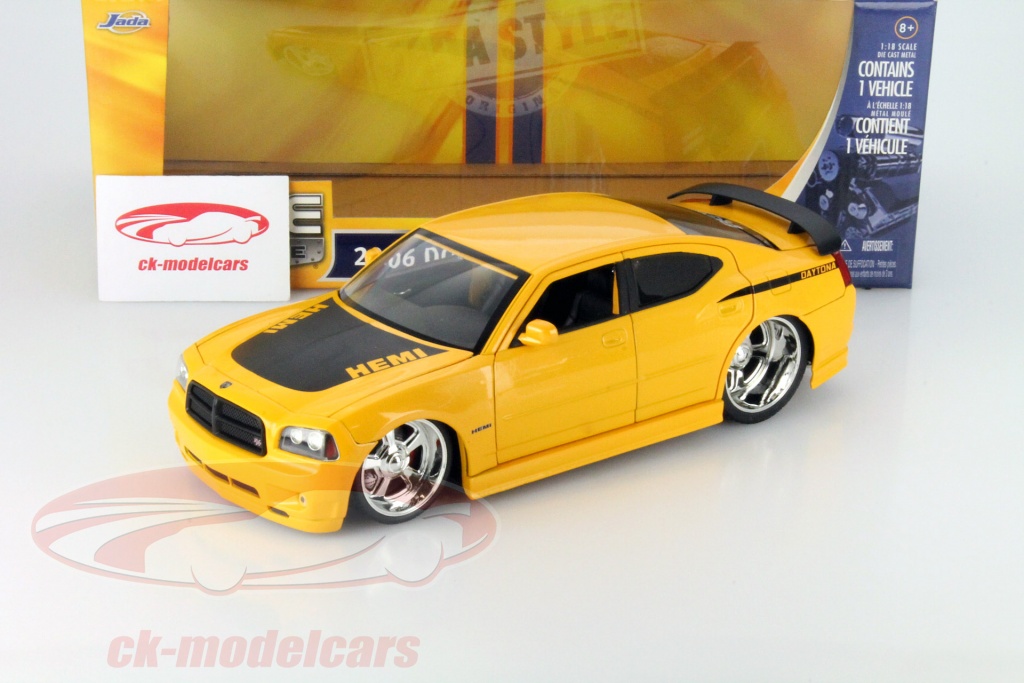 Jadatoys 1:18 ダッジ Charger R/T Daytona Hemi Big Time Muscle イエロー / 黒 ...