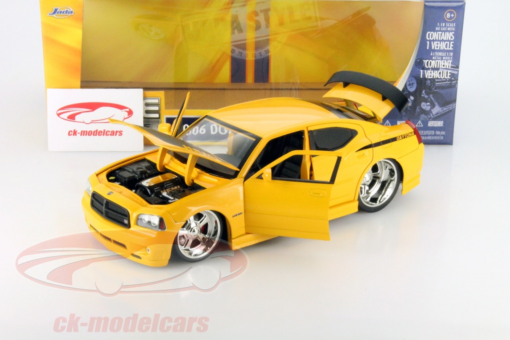 Jadatoys 1:18 ダッジ Charger R/T Daytona Hemi Big Time Muscle イエロー / 黒 ...