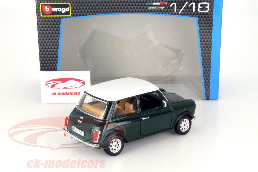 Bburago 1:18 Mini Cooper Baujahr 1969 grün / weiß 18-12036G Modellauto 18-12036G 4893993120369