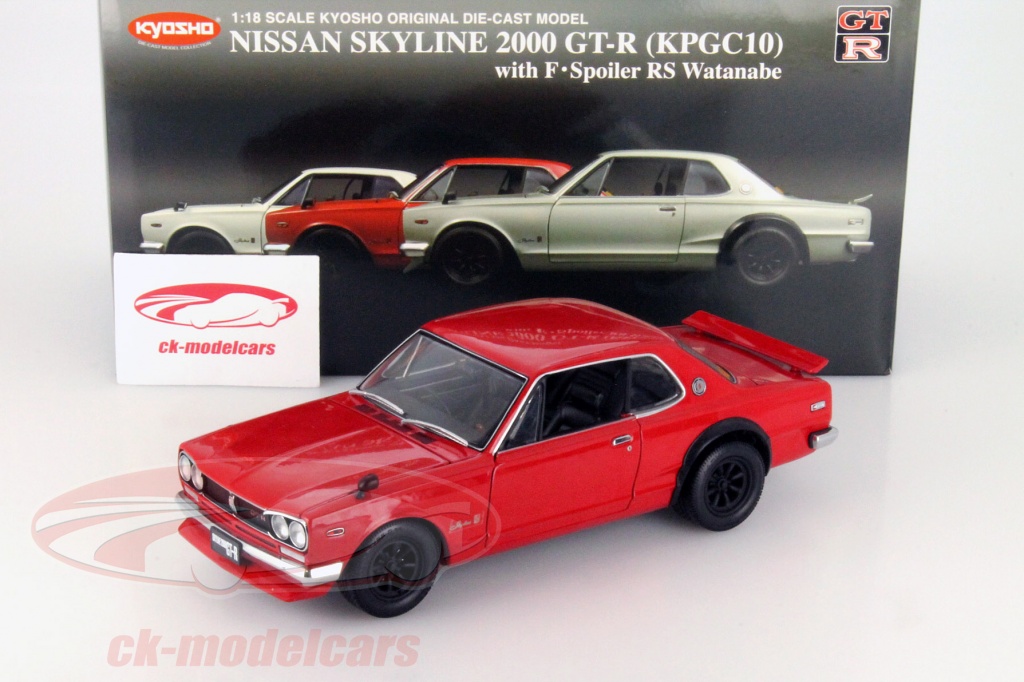 Kyosho 1:18 Nissan Skyline 2000 GT-R KPGC10 with F-spoiler RS Watanabe red 08128R model car ...