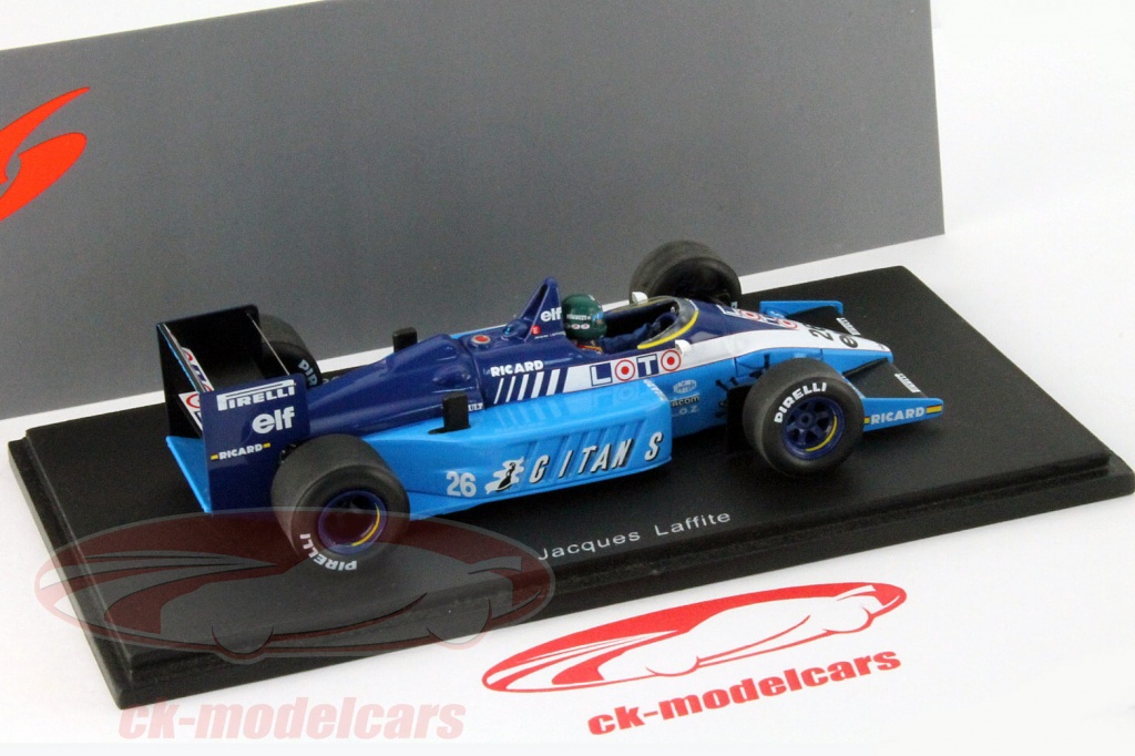 Spark 1:43 Jacques Laffite Ligier JS27 #26 2-й США GP Формула 1 1986 ...