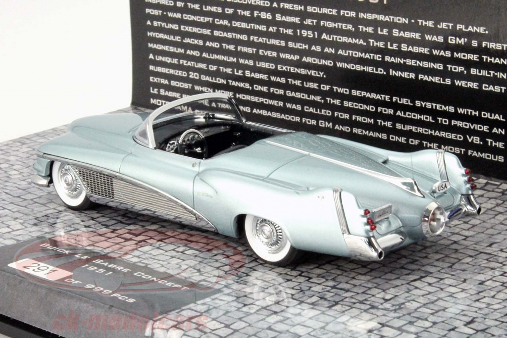 Minichamps 1:43 Buick Le Sabre Concept Car Baujahr 1951 silber metallic ...
