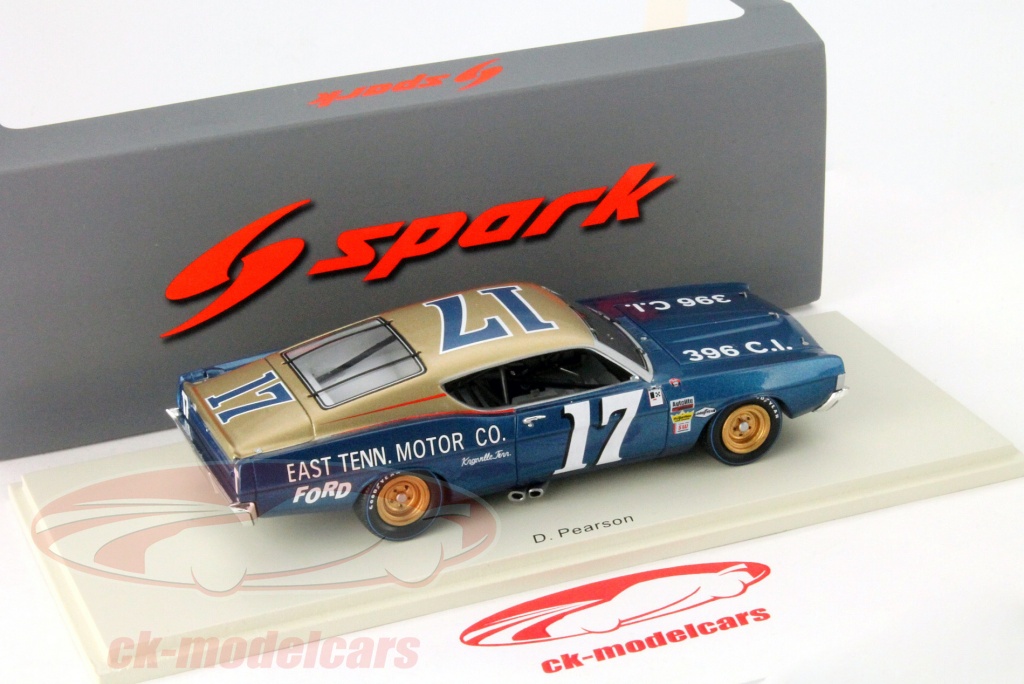 Spark 1:43 D. Pearson Ford Torino #17 ウィナー ダーリントン 400 ナスカー チャンピオン 1968 ...