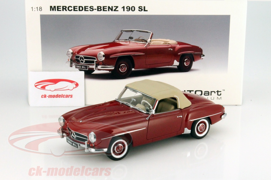 AUTOart 1:18 Mercedes Benz 190 SL rot / red mit Softtop 1955-1963 76116 ...