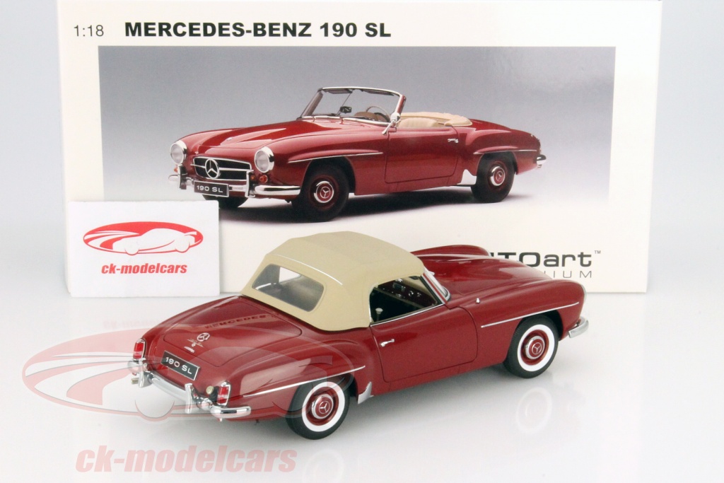 AUTOart 1:18 Mercedes Benz 190 SL rot / red mit Softtop 1955-1963 76116 ...