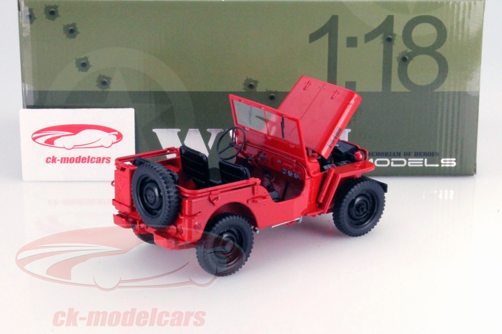 Welly 1:18 Jeep Willys US ARMY 1/4 Truck Year 1944 red 18036RF model ...