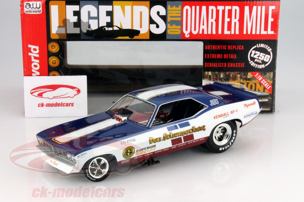 AutoWorld 1:18 Plymouth Cuda Funny Car Don Schumacher 1971 AW1162/06 ...