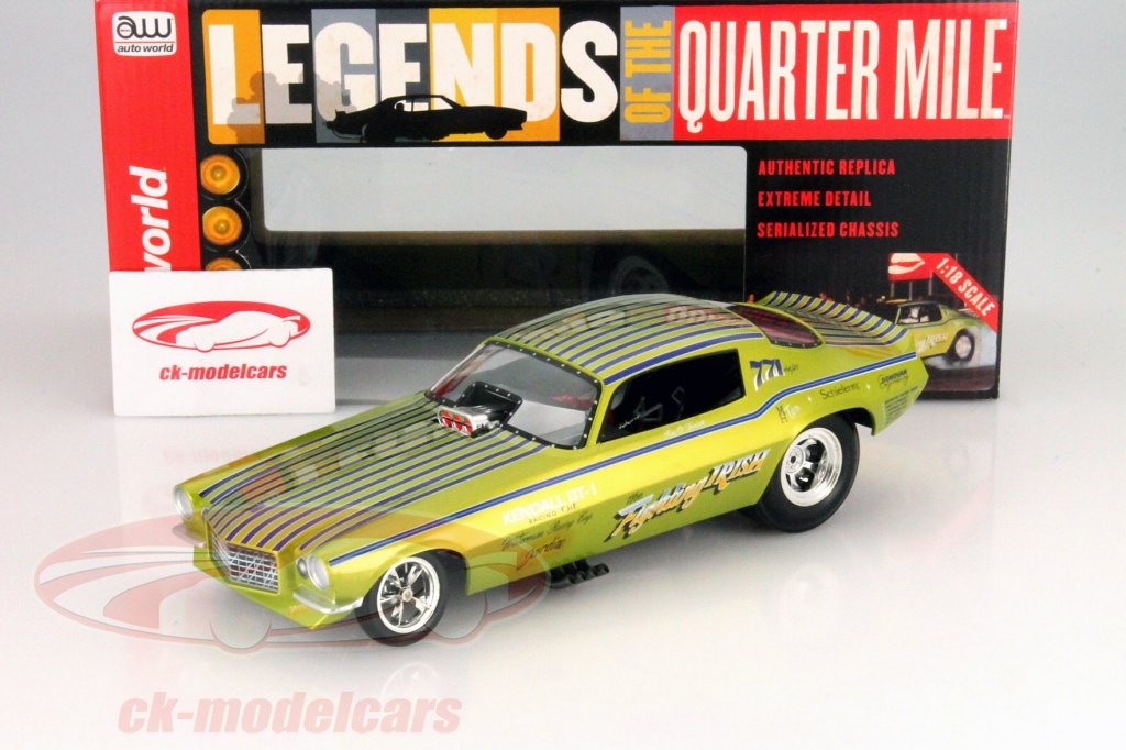 AutoWorld 1:18 Chevrolet Camaro Funny Car 1971 Fighting Irish green ...