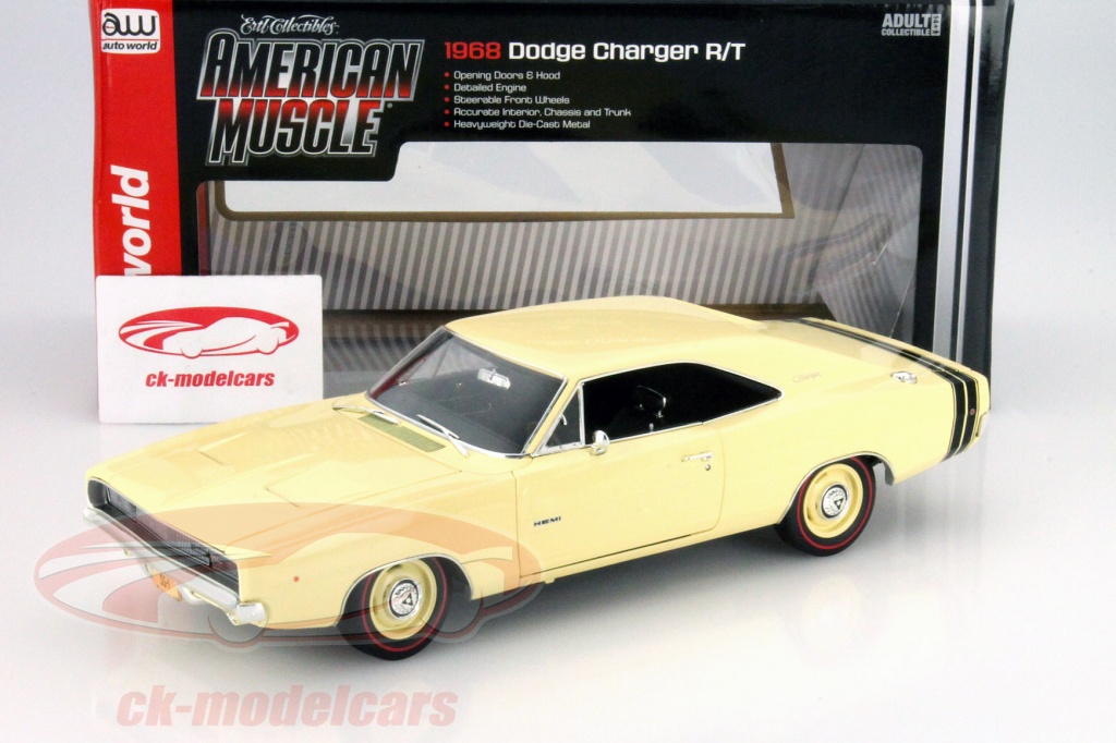 AutoWorld 1:18 Dodge Charger R/T год 1968 бежевый AMM972/04 модель ...