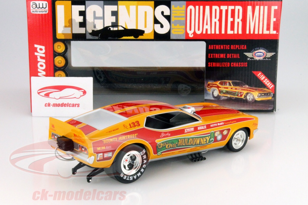 AutoWorld 1:18 Ford Mustang NHRA Funny Car Cha-Cha Muldowney Orange ...