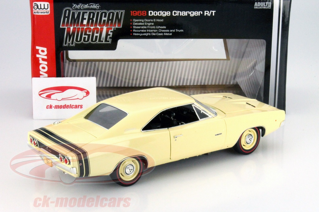 AutoWorld 1:18 Dodge Charger R/T year 1968 beige AMM972/04 model car ...