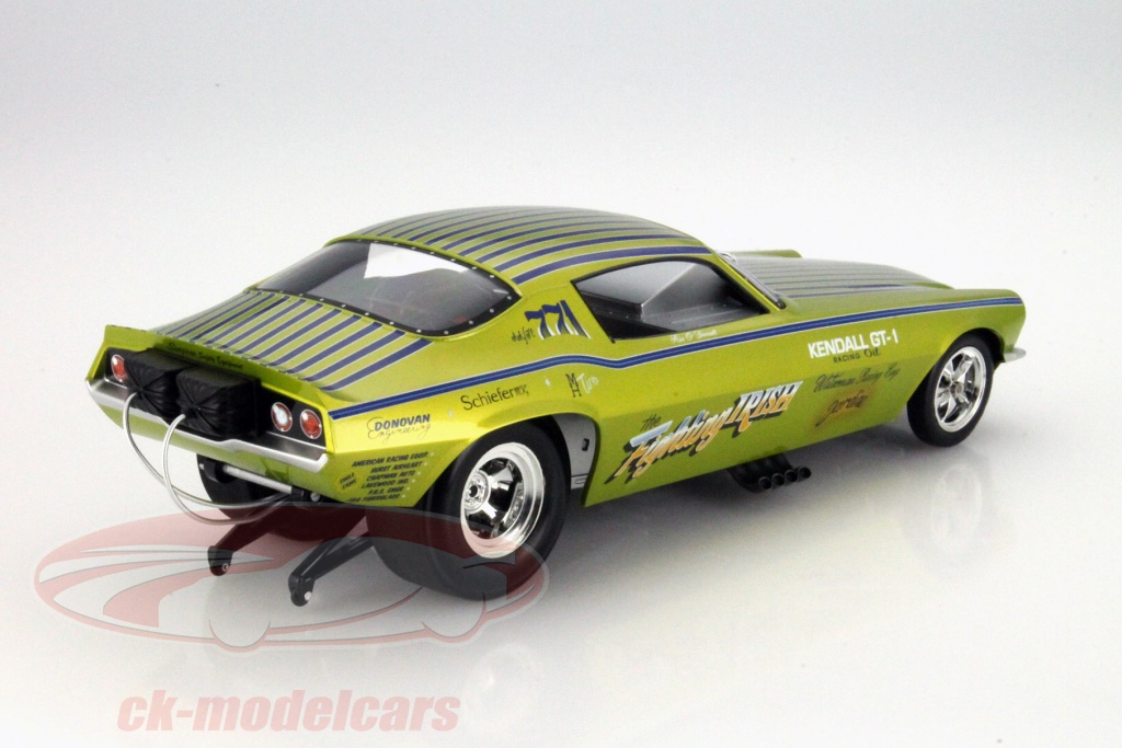 AutoWorld 1:18 Chevrolet Camaro Funny Car 1971 Fighting Irish green metallic AW1121/06 model car ...